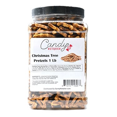 Candy Retailer Christmas Tree Pretzels 1 Lb Jar — CandyRetailer.com